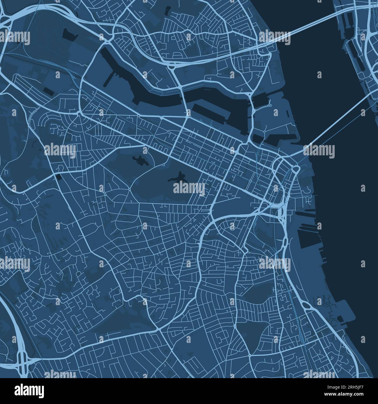 Birkenhead map, blue streetmap poster of UK city Stock Vector Image ...