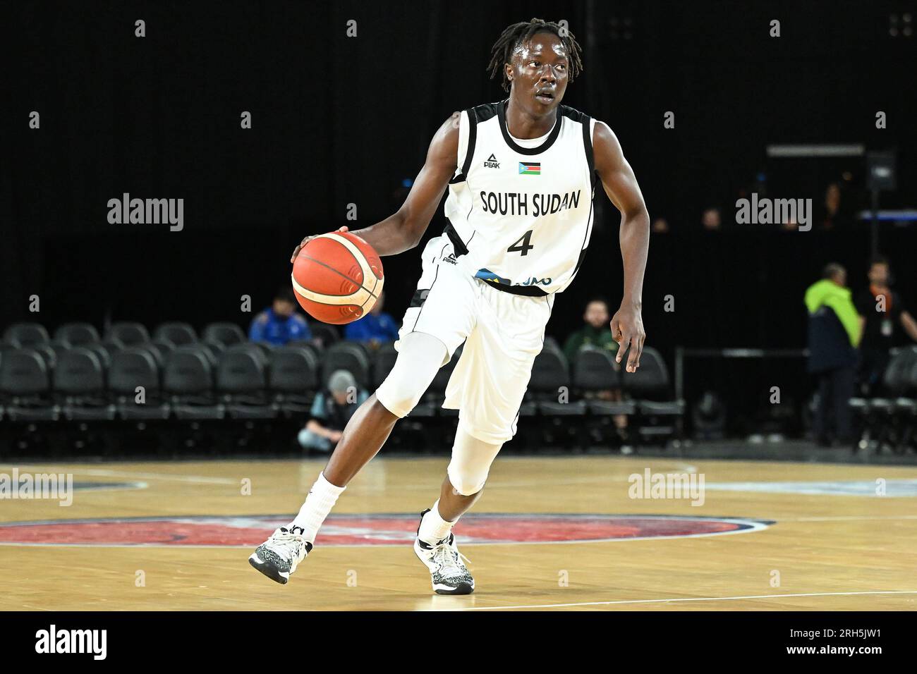 Mareng Gatkuoth of South Sudan in action during the Boomers vs World basketball match between ...