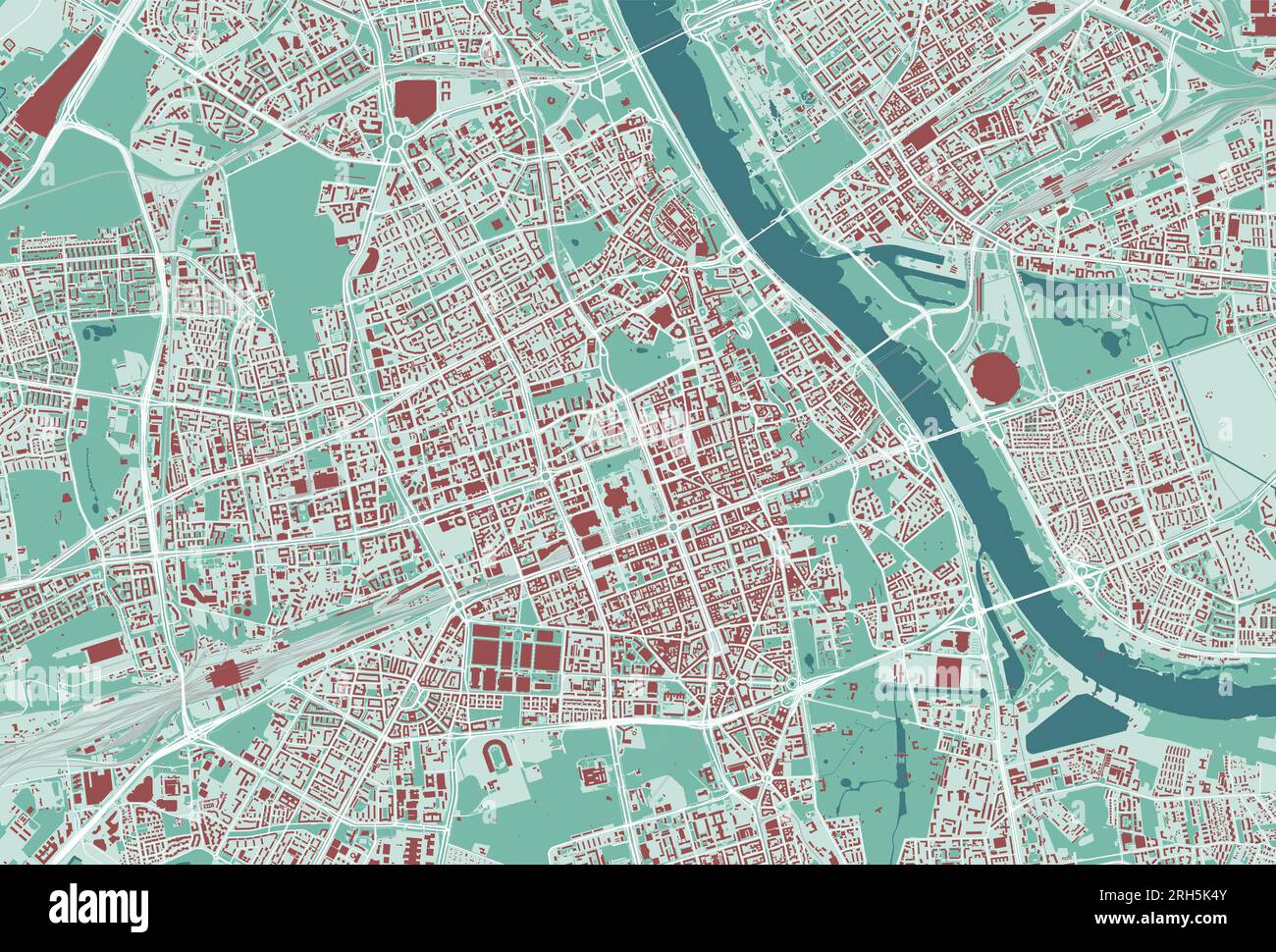 Large Warsaw map, urban area Stock Vector Image & Art - Alamy