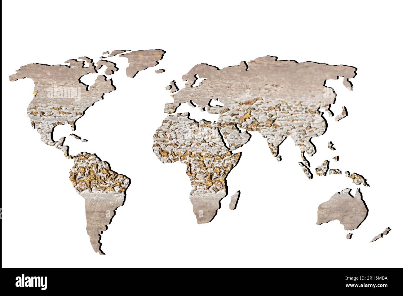 Roughly sketched out world map with wooden filling Stock Photo - Alamy