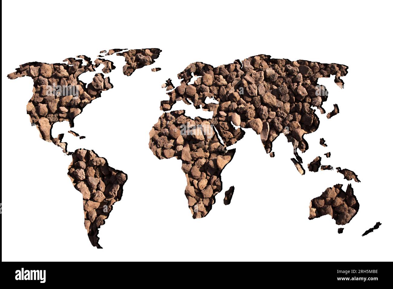 Roughly outlined world map withpebble rock background Stock Photo - Alamy