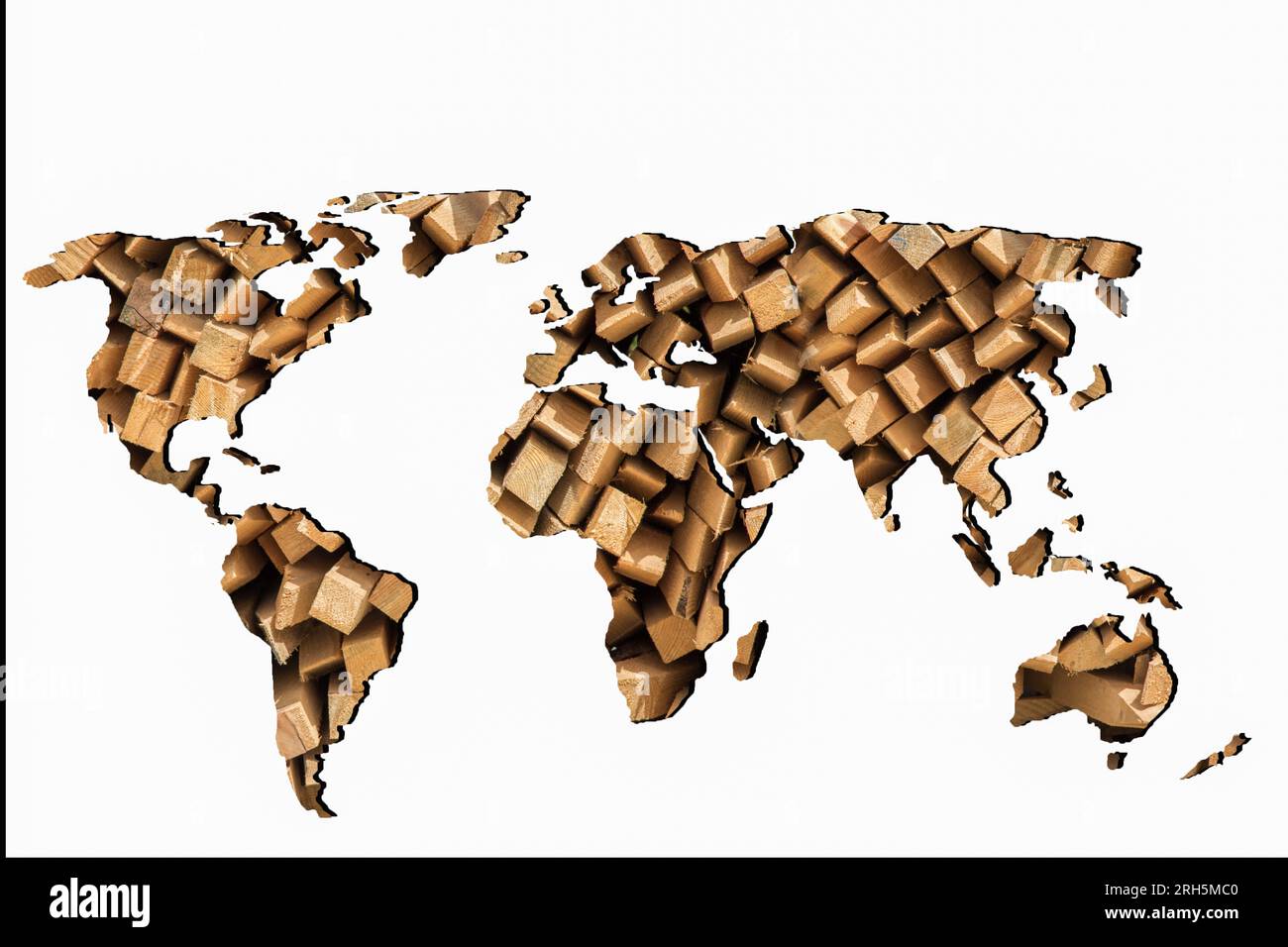 Roughly sketched out world map with wooden filling Stock Photo - Alamy