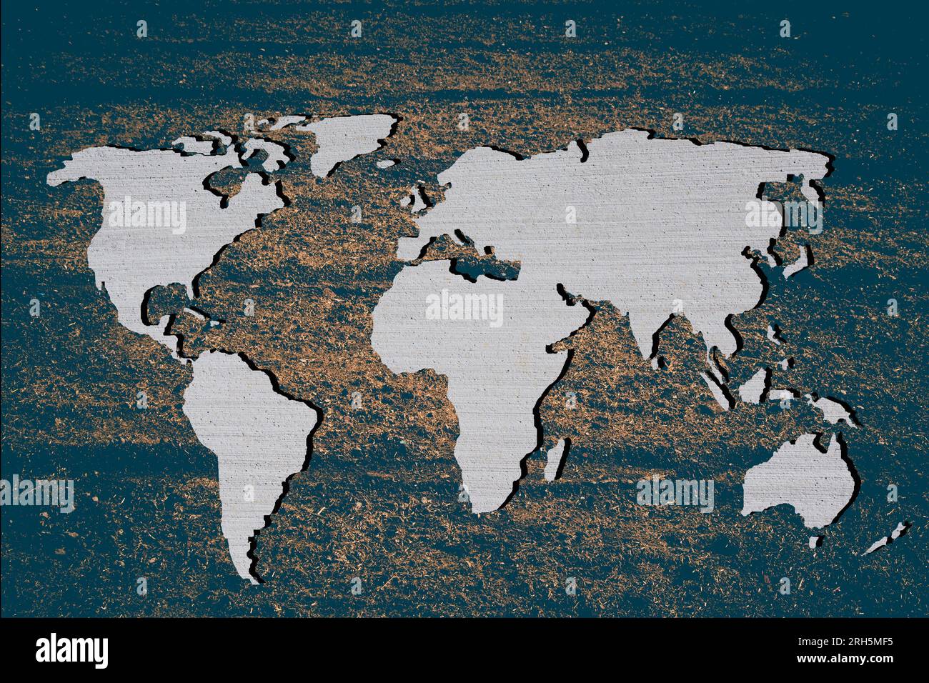 Roughly outlined world map with wall background Stock Photo - Alamy