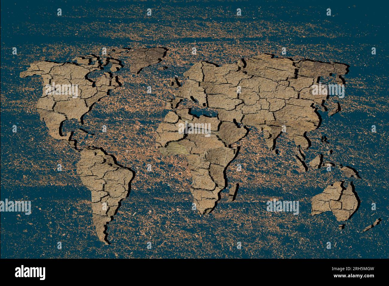 Roughly sketched out world map with wooden filling Stock Photo - Alamy