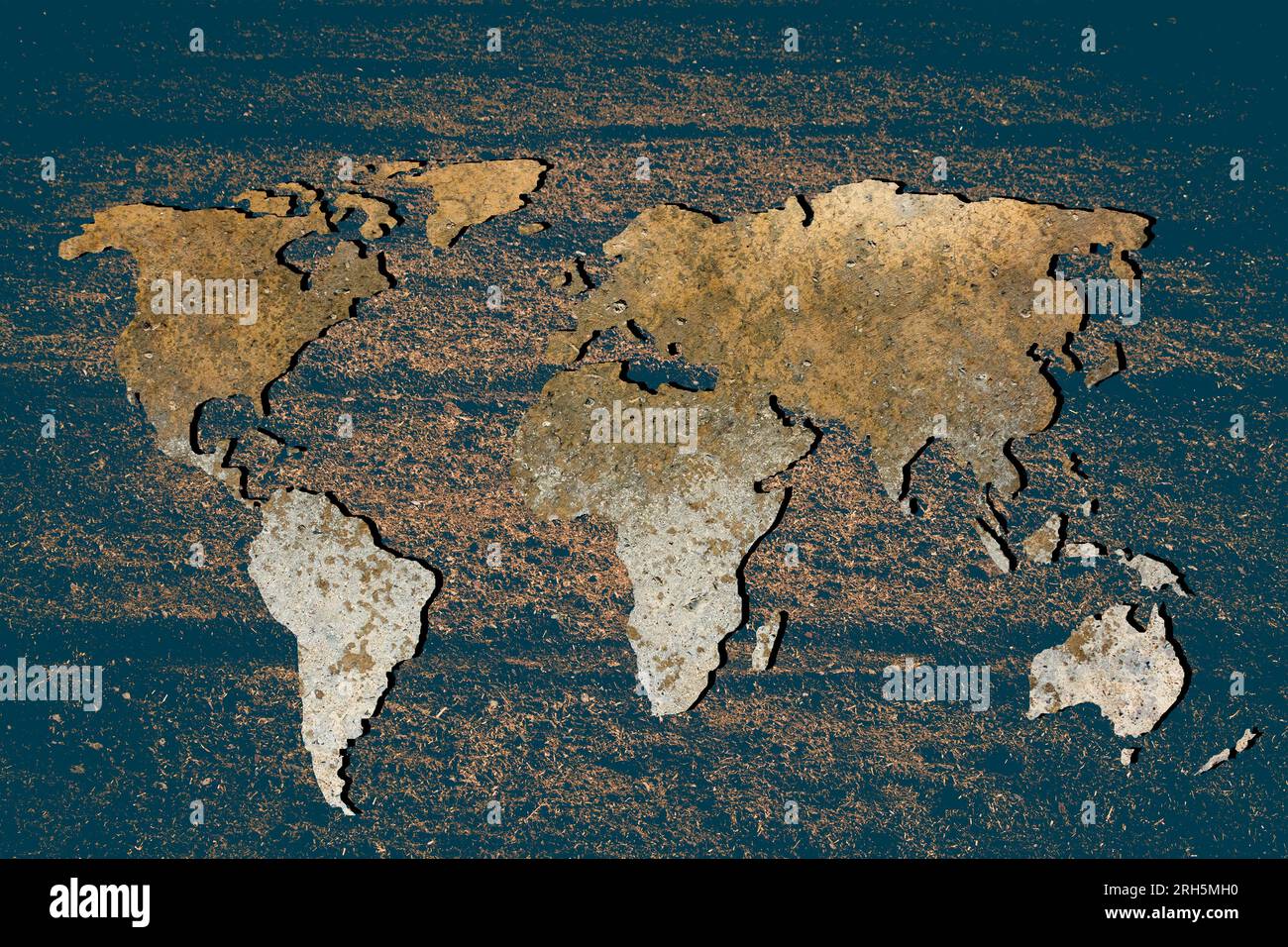 Roughly outlined world map with wall background Stock Photo - Alamy