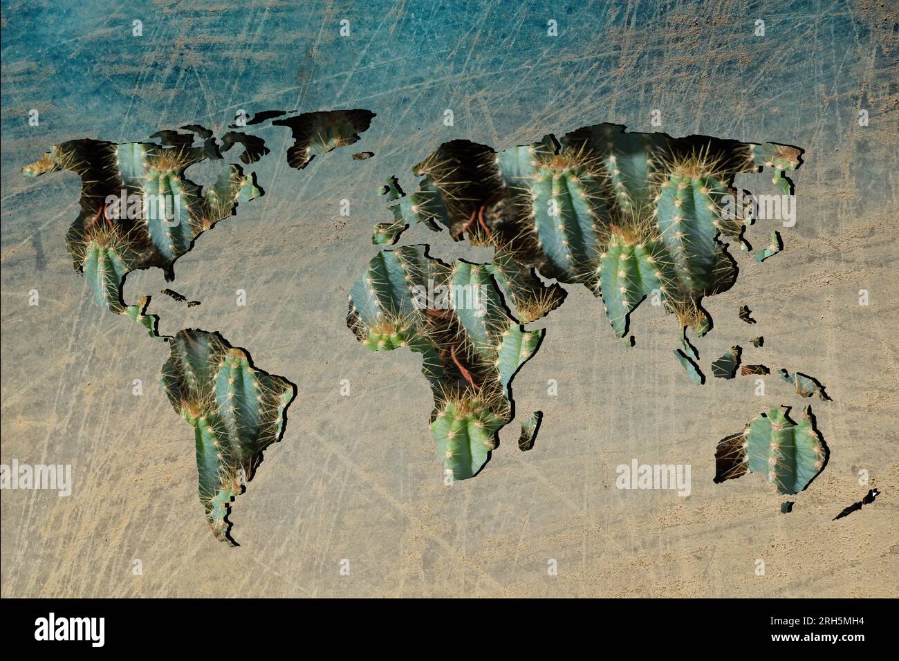 Roughly outlined world map with green plants filling Stock Photo - Alamy