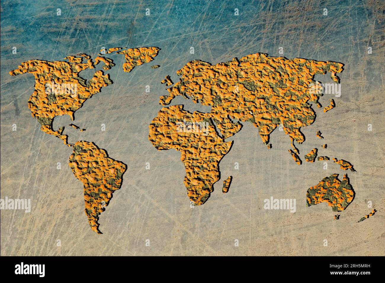 Roughly outlined world map with wall background Stock Photo - Alamy