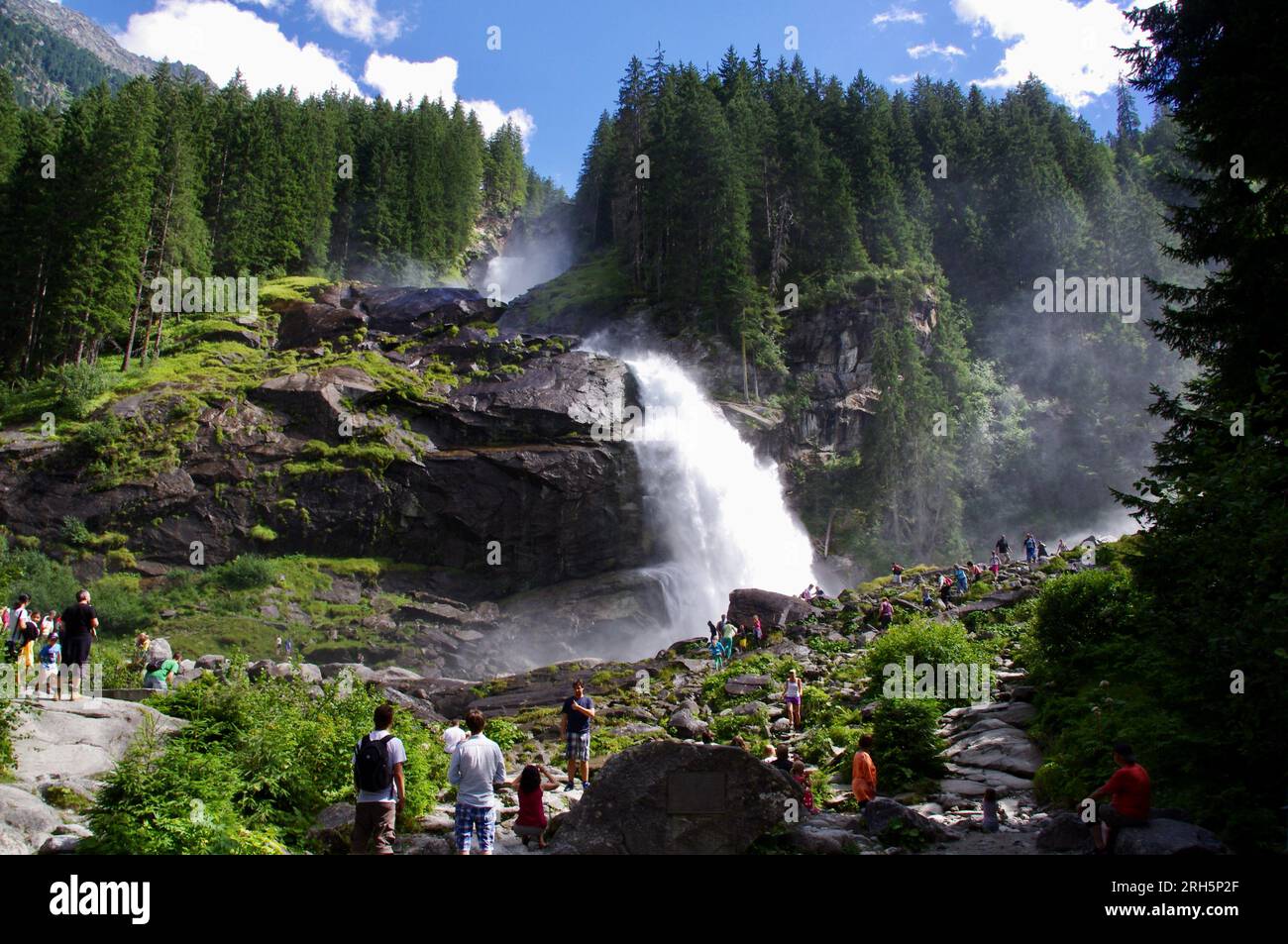 Krimml Waterfalls, Austria, Waterfall with trees overhead Stock Photo ...