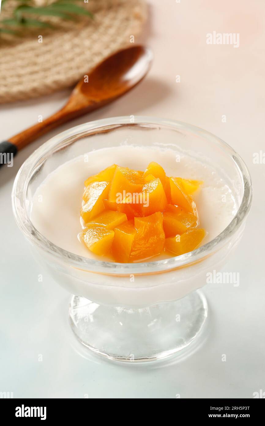 Double-Layer Steamed Milk with Almond Milk Stock Photo - Alamy