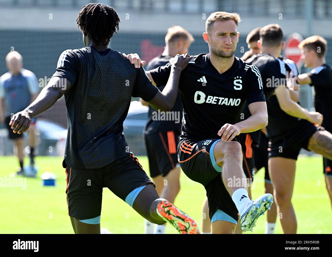 Prague, Czech Republic. 14th Aug, 2023. Forward Jan Kuchta, right ...