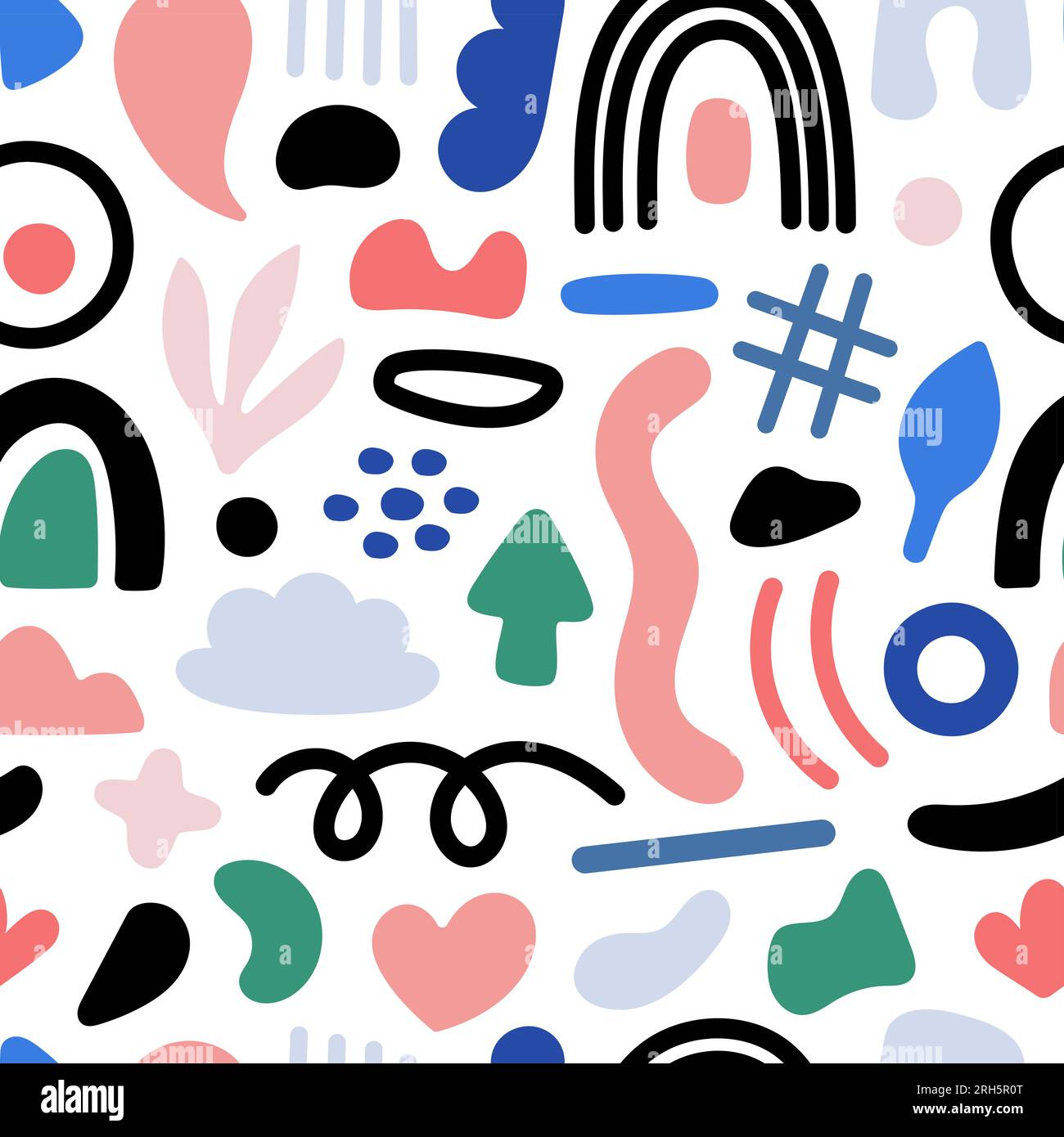 Abstract geometric shapes seamless pattern. Vector Hand drawn various ...