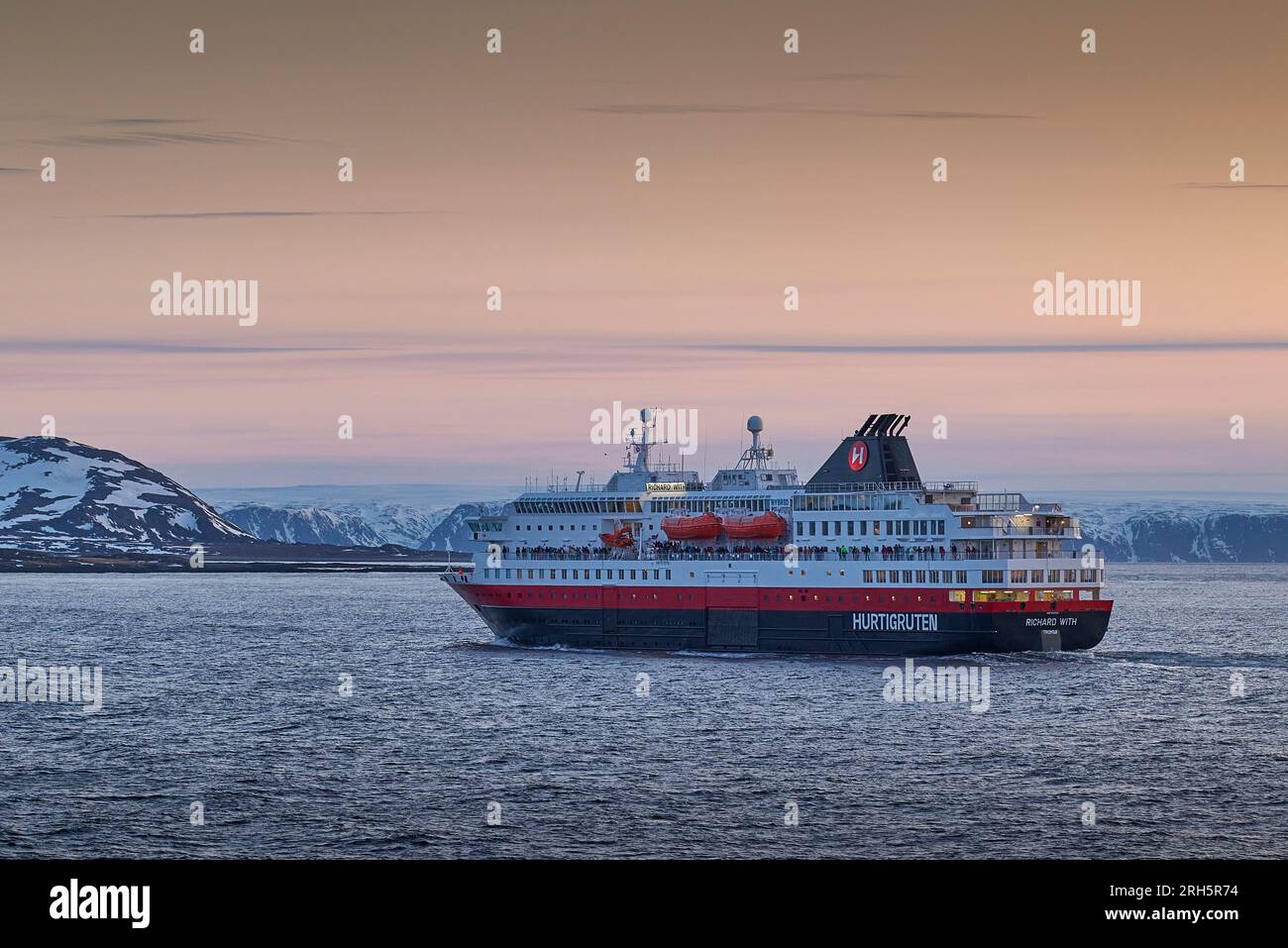 The Norwegian Hurtigruten Passenger Ferry, MS RICHARD WITH, Sailing ...