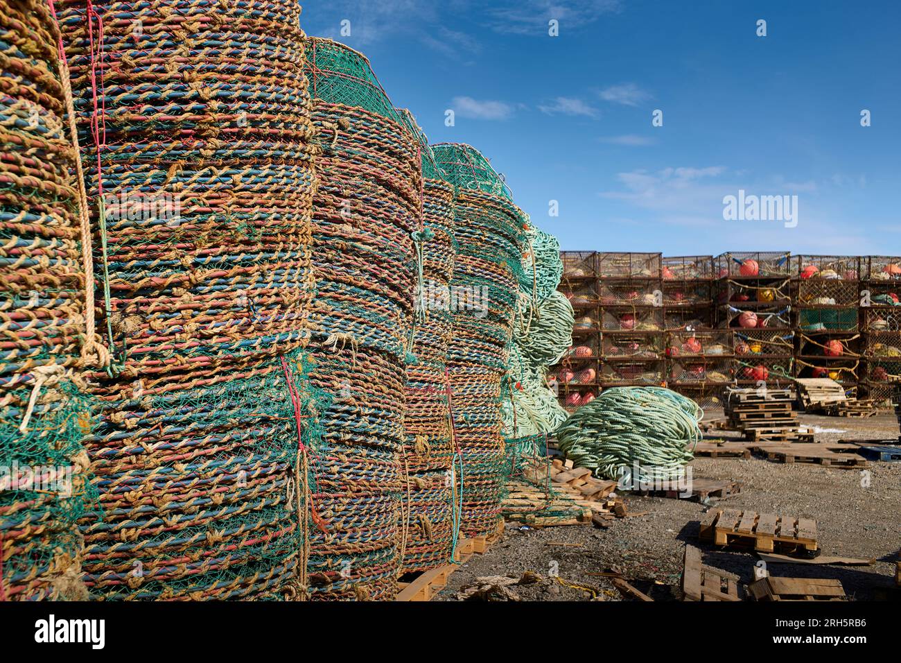Stacks Of Crab Traps In The Norwegian Arctic Town Of Kirkenes In The ...