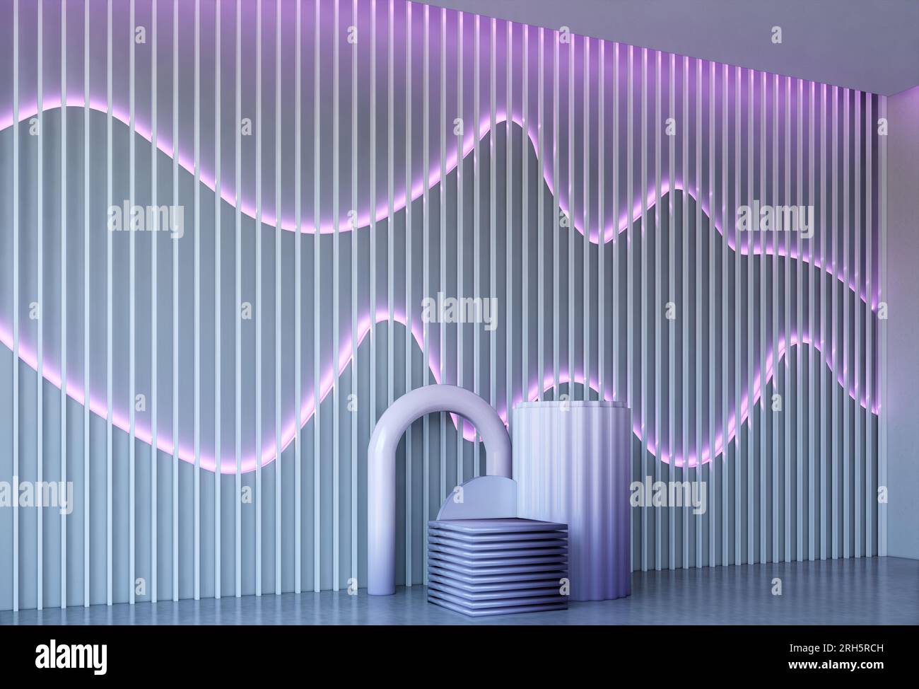 Unique decorative wall panel interior design, 3d illustration render ...