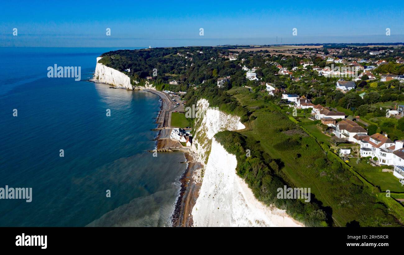 Aerial image looking towards St Margret's Bay, with the Port of Dover ...