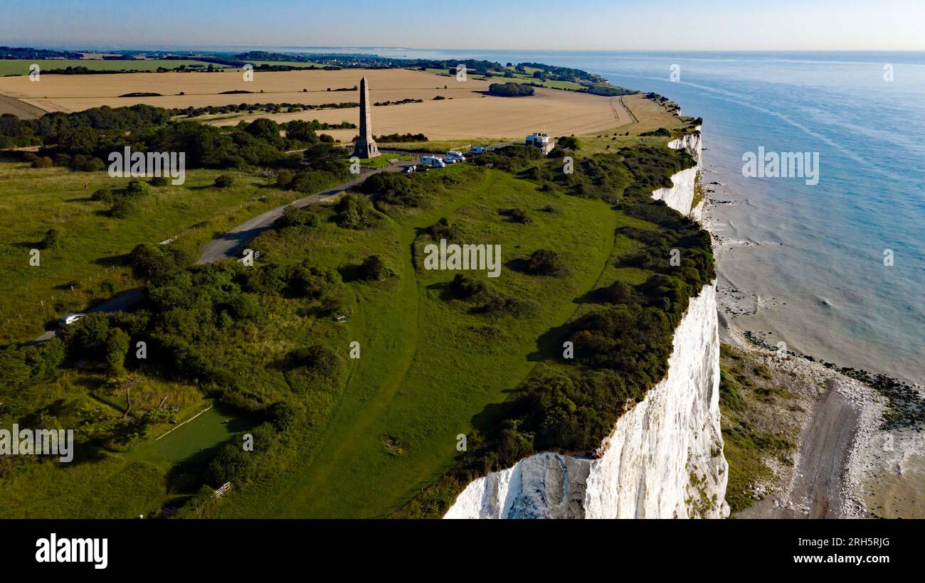 Aerial Image from a drone looking back at the Dover Patrol Memorial and ...