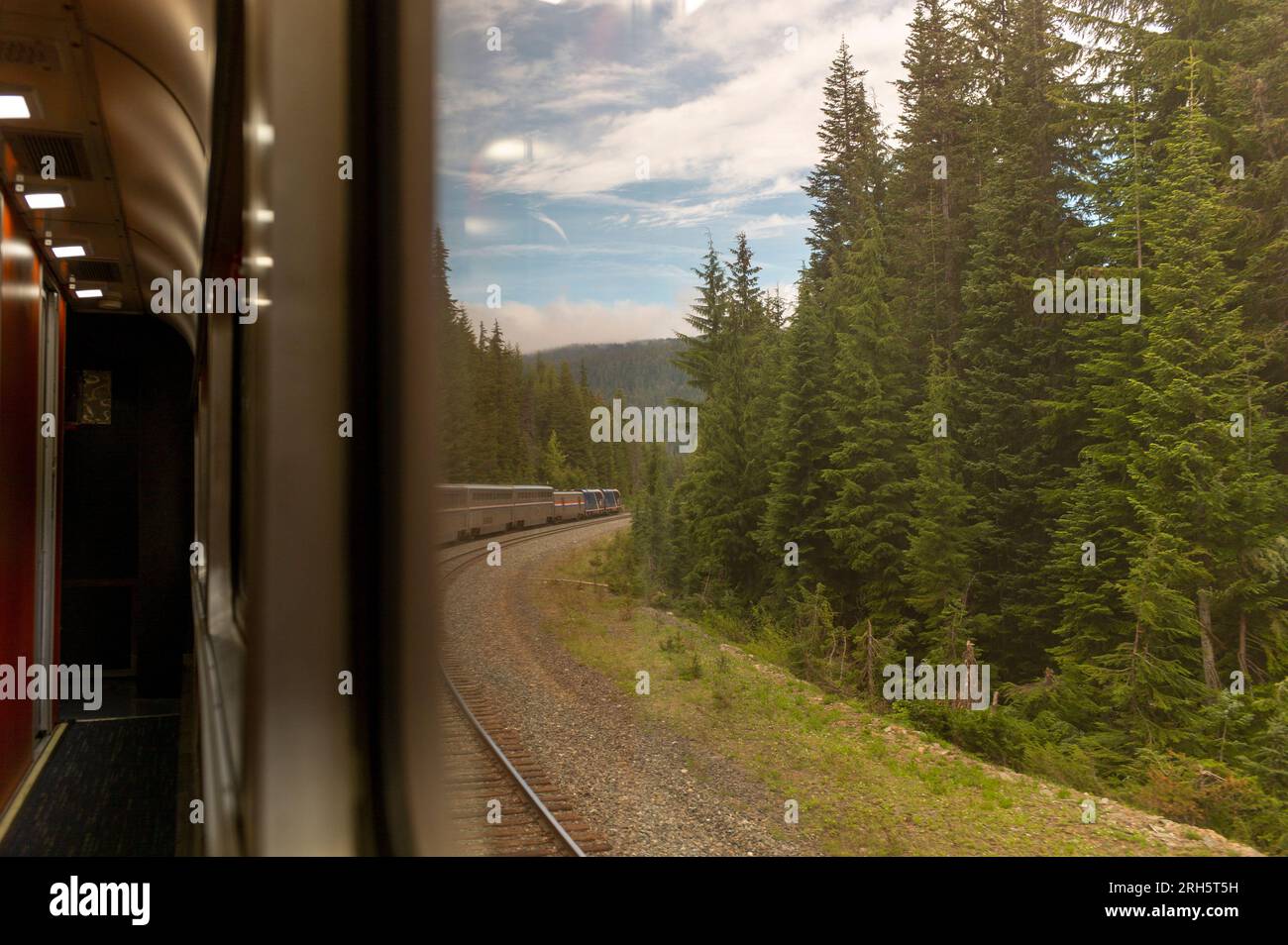 Inside looking out through passenger train car Stock Photo - Alamy