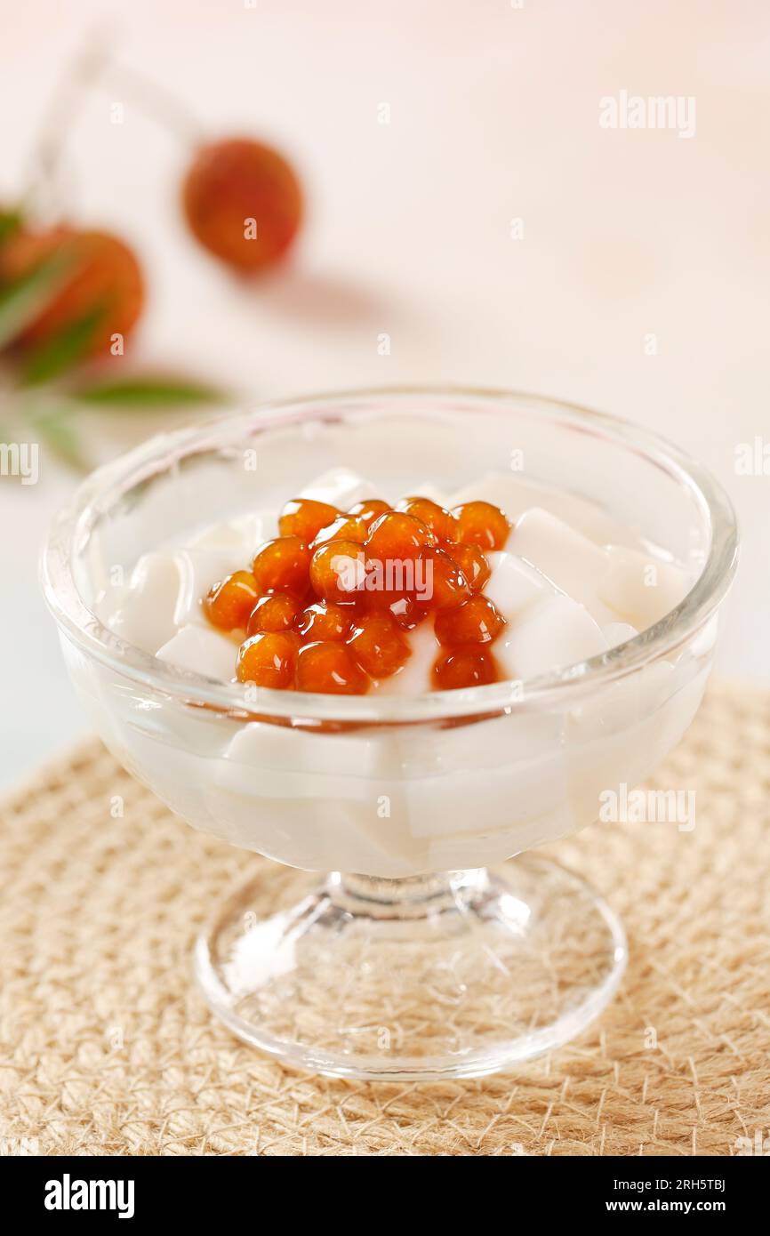 Double-Layer Steamed Milk with Almond Milk Stock Photo - Alamy