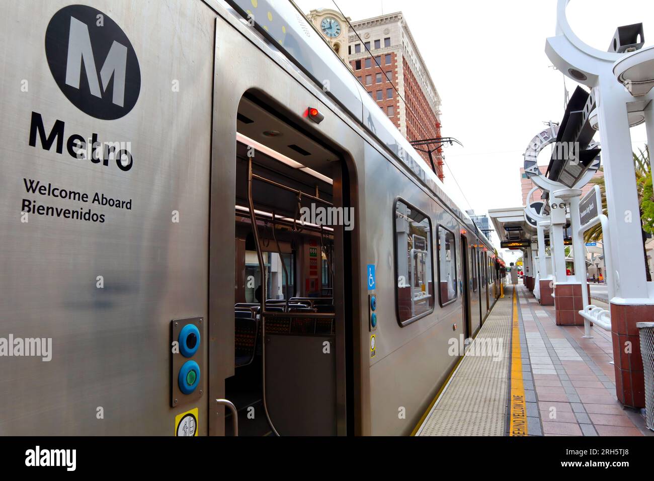 Los Angeles, California: view of Metro Rail Train, the Public Transport ...