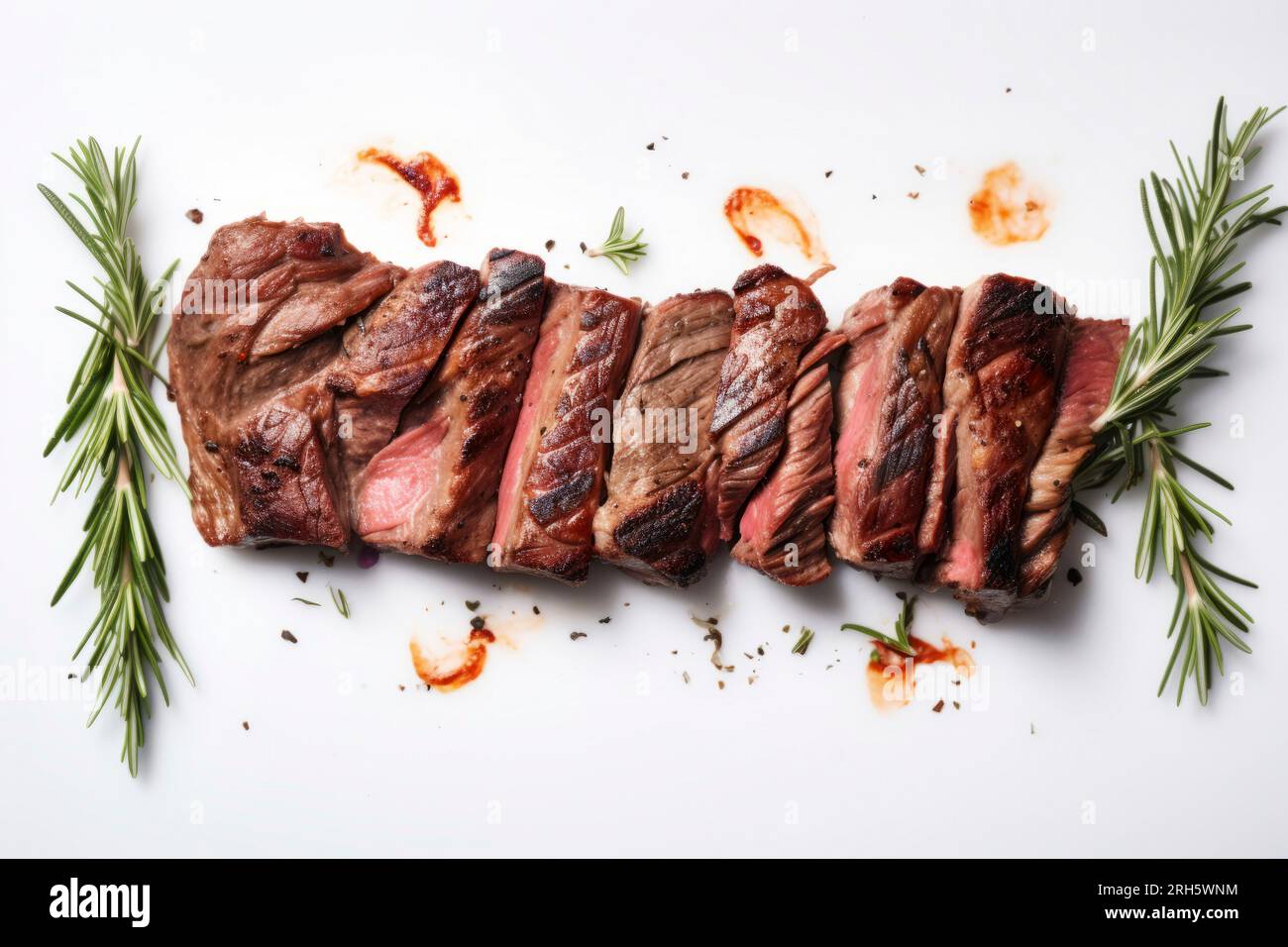 Exquisite and juicy grilled meat showcased against a pristine white ...