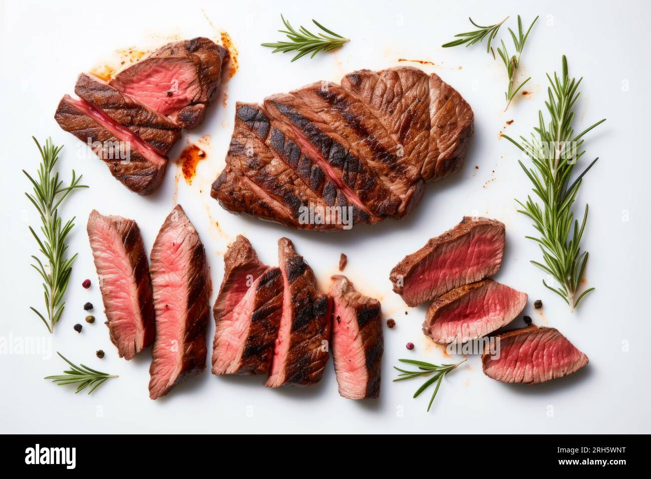 Exquisite and juicy grilled meat showcased against a pristine white ...