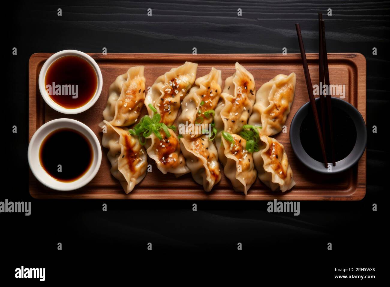 A composition of tasty Gyoza, showcasing the essence of Japanese and ...