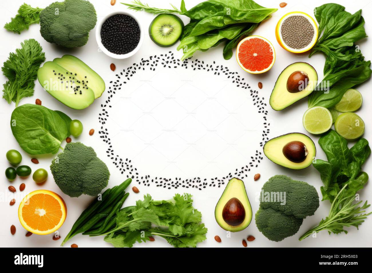 A diverse composition of nutritious food items elegantly presented in a ...