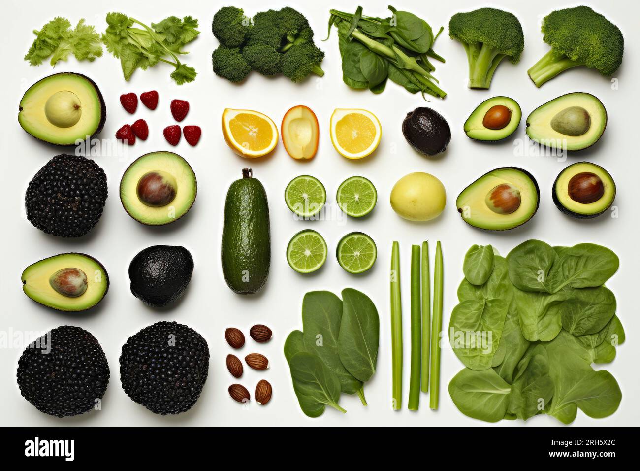 A diverse composition of nutritious food items elegantly presented in a ...