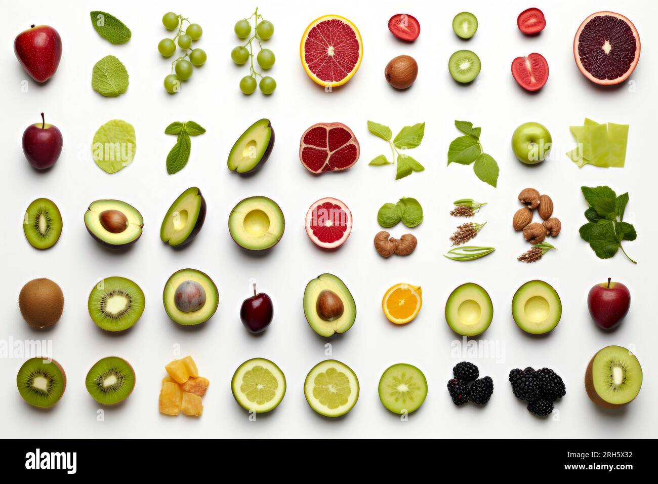 A diverse composition of nutritious food items elegantly presented in a ...