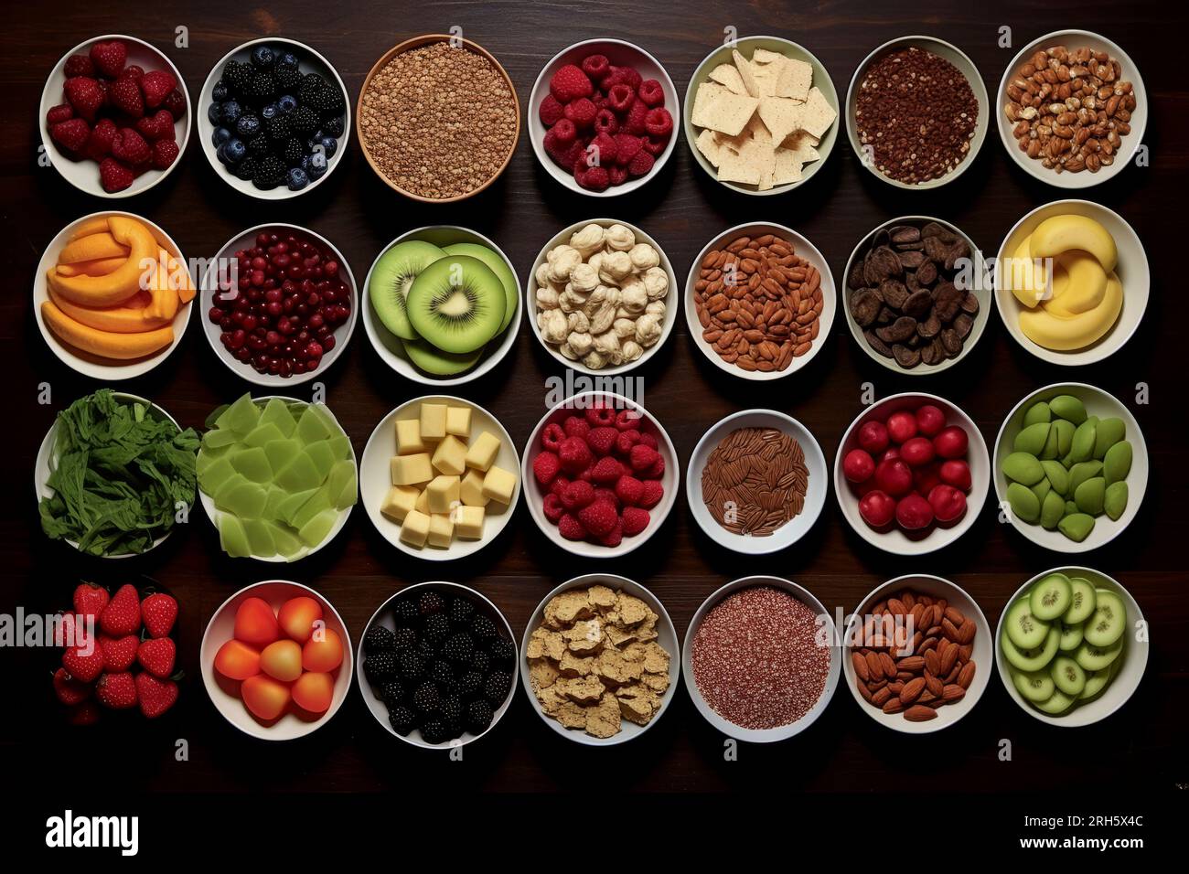 A diverse composition of nutritious food items elegantly presented in a ...