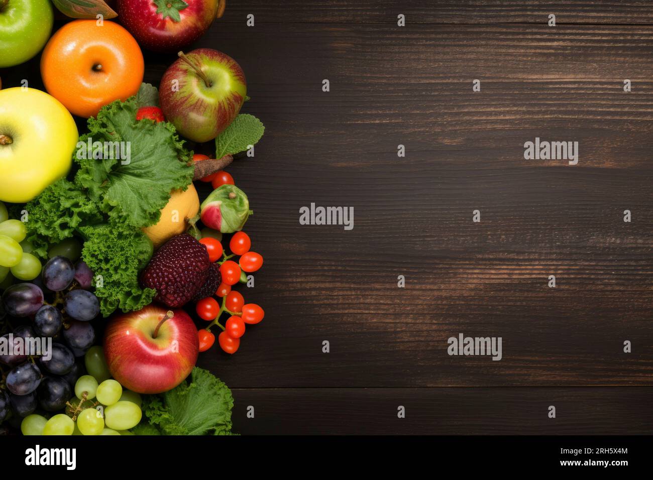 An overhead shot capturing a diverse selection of healthy foods ...