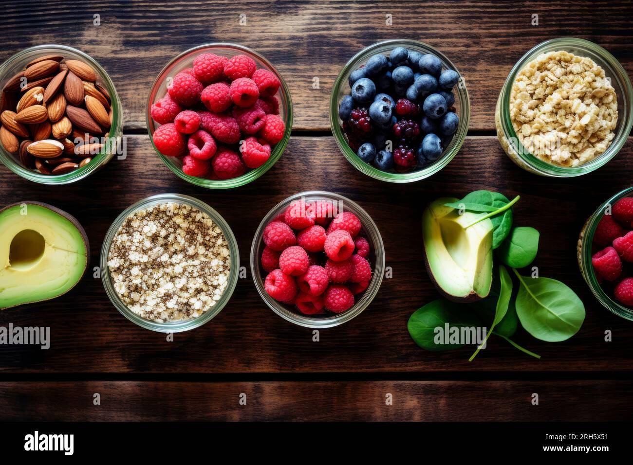 A diverse composition of nutritious food items elegantly presented in a ...