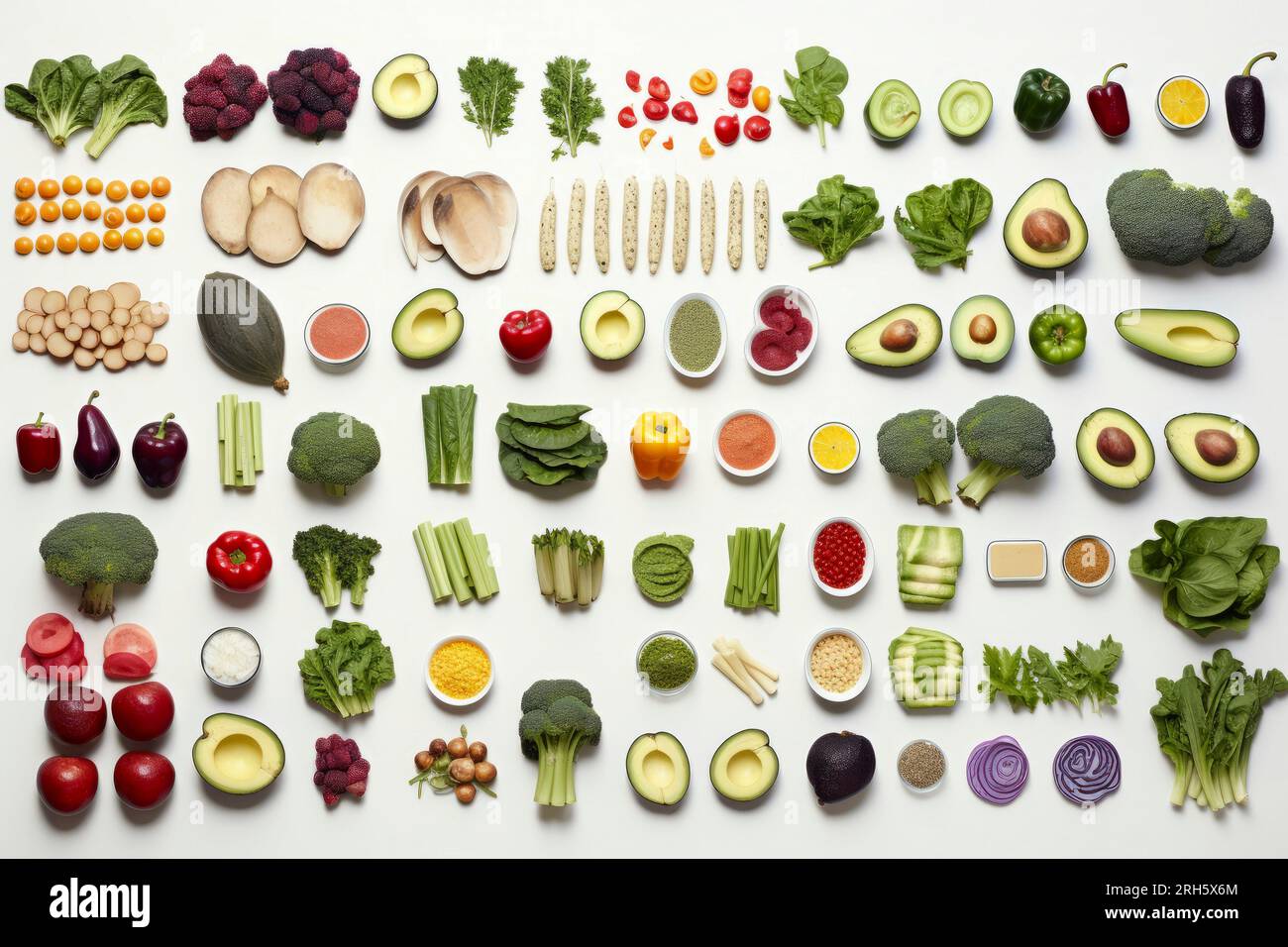 A diverse composition of nutritious food items elegantly presented in a ...