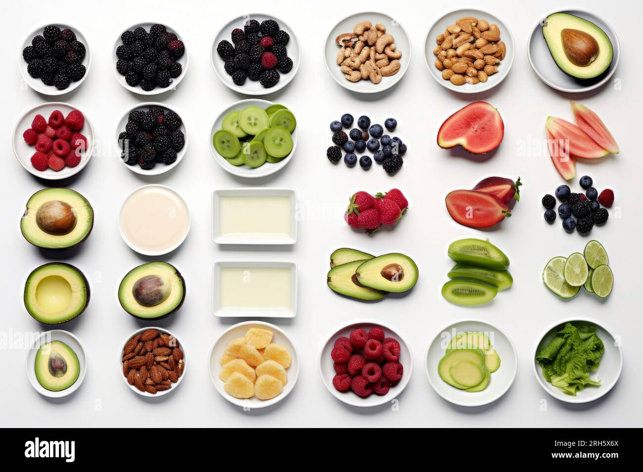 A diverse composition of nutritious food items elegantly presented in a ...