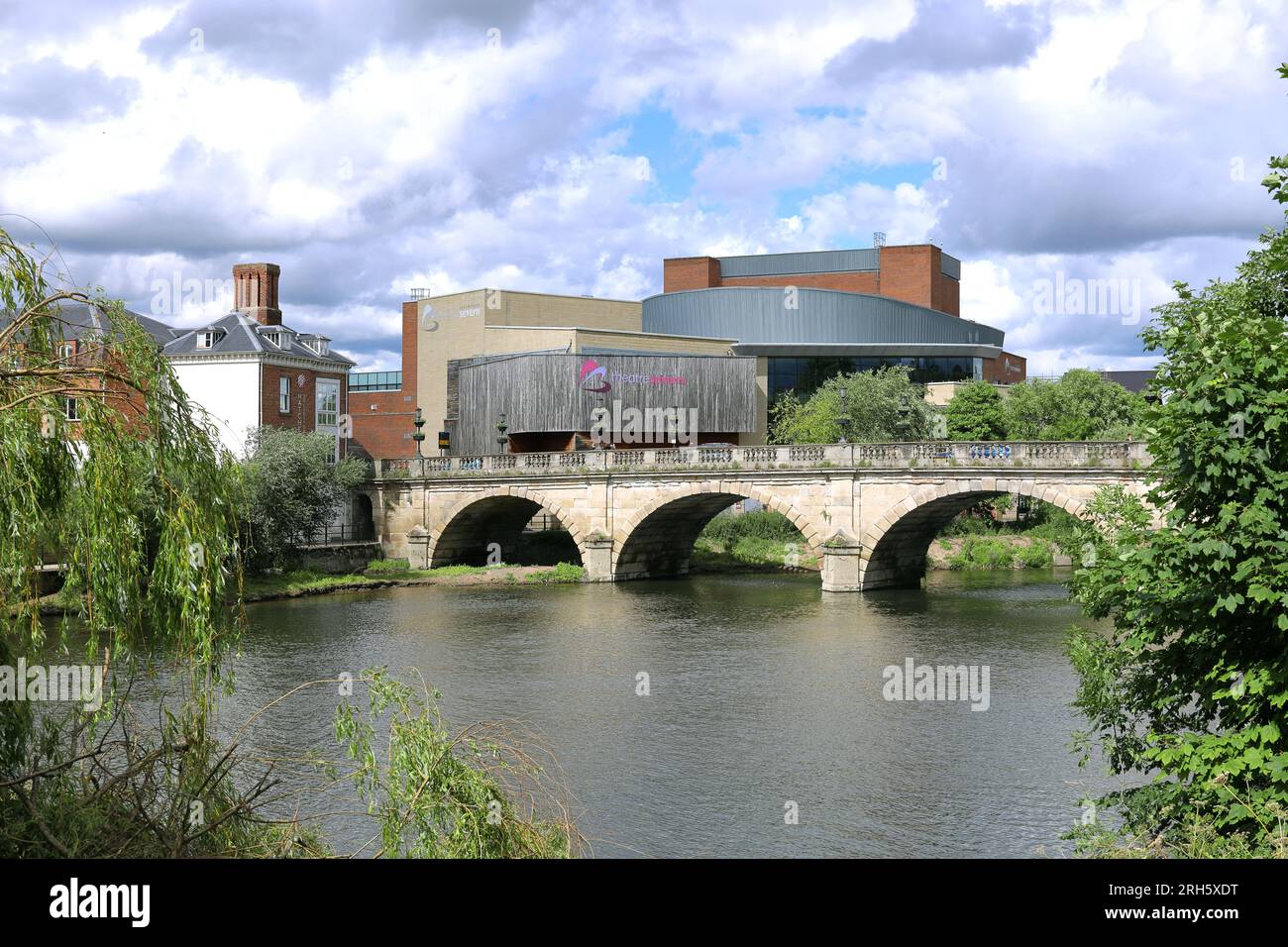 Welsh Bridge over the River Severn with Theatre Severn in the ...