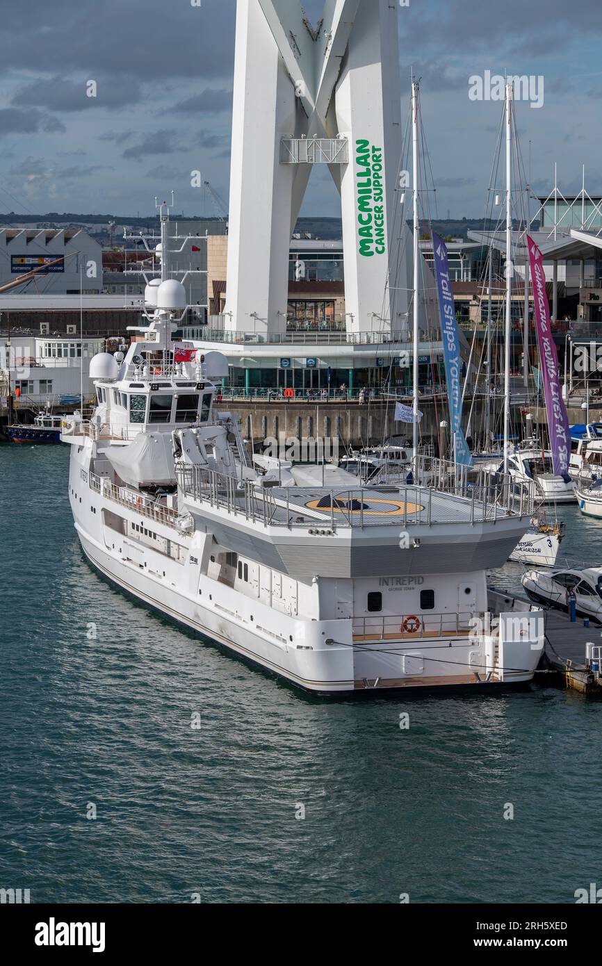 the superyacht supply vessel intrepid moored at gunwharf quays in ...