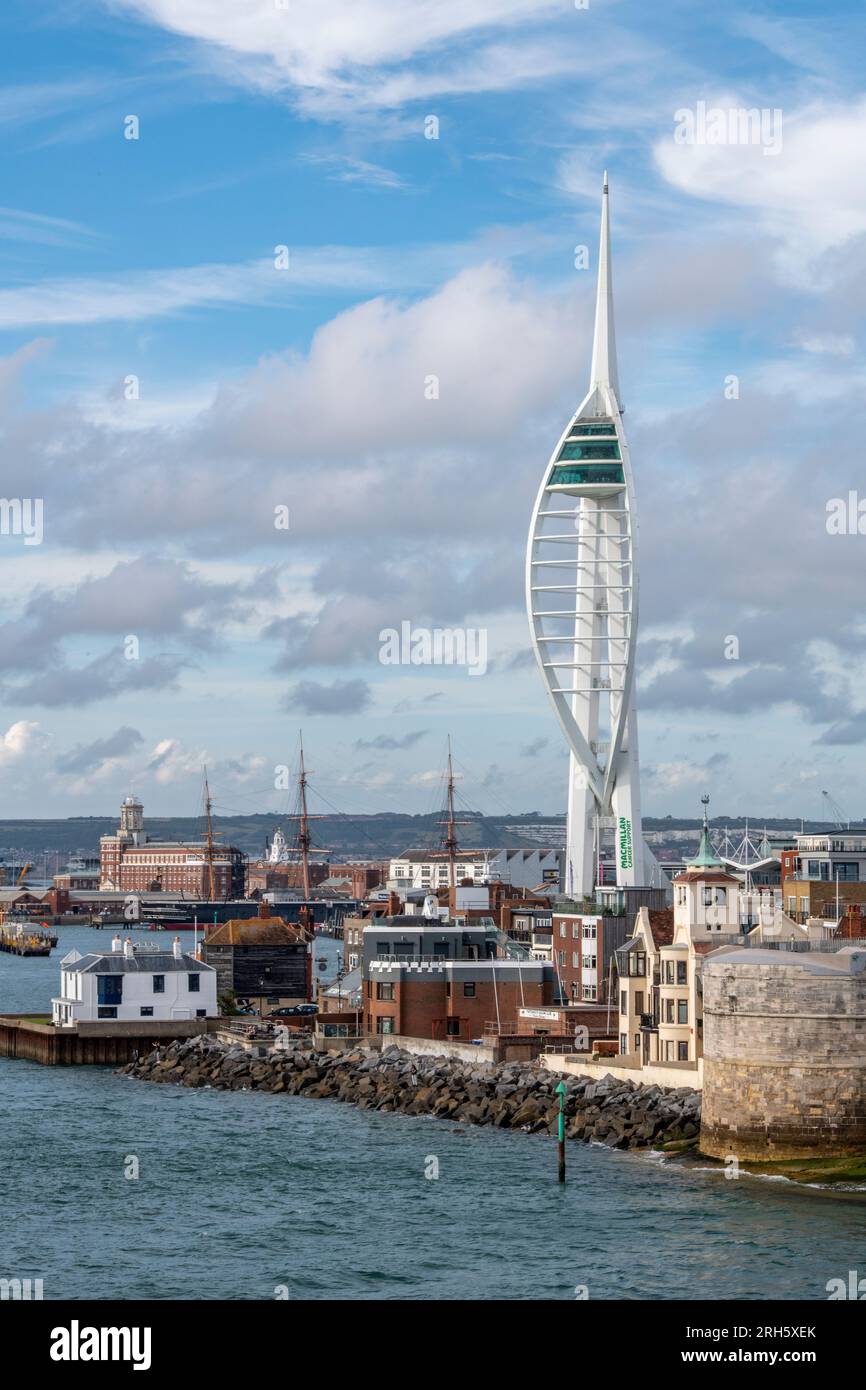 spinnaker tower and round tower on the entrance to portsmouth harbour ...