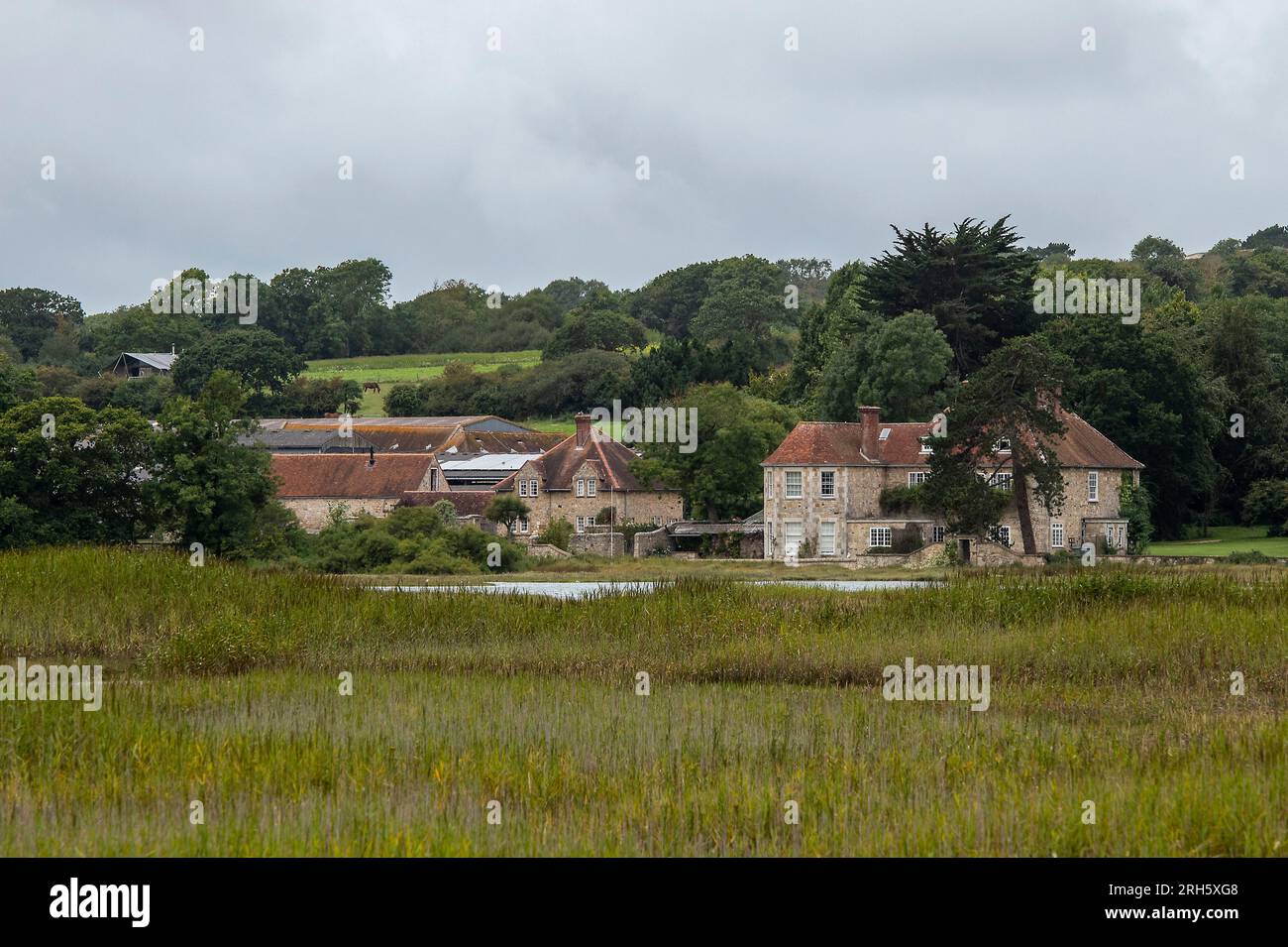 large waterside country house residence with farmhouse and outbuildings ...