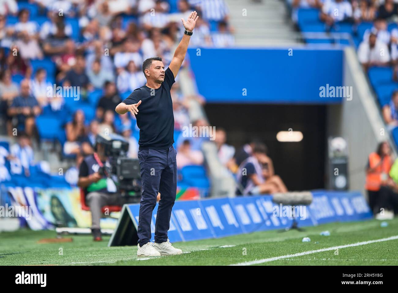 Girona FC head coach Michel Sanchez during the La Liga EA Sports match between Real Sociedad and ...