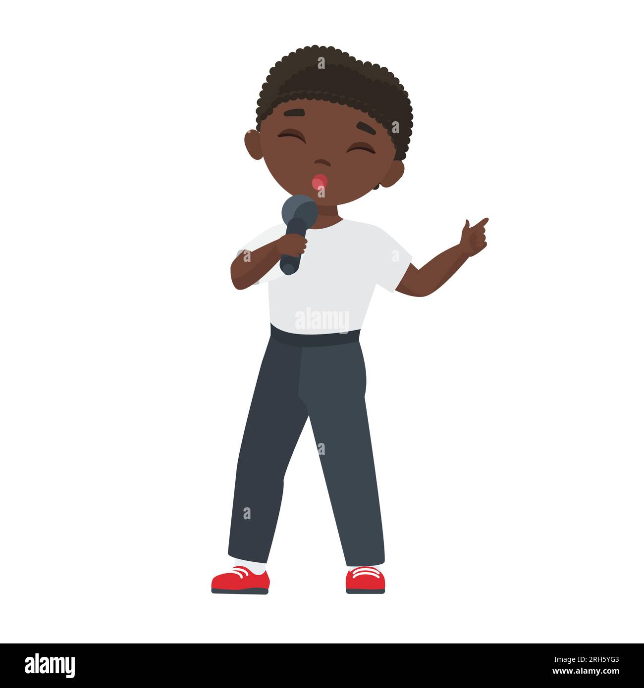 Little boy singing with microphone. Little karaoke singer, musical ...