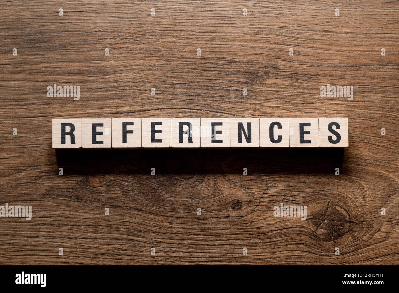 References - word concept on building blocks, text Stock Photo - Alamy