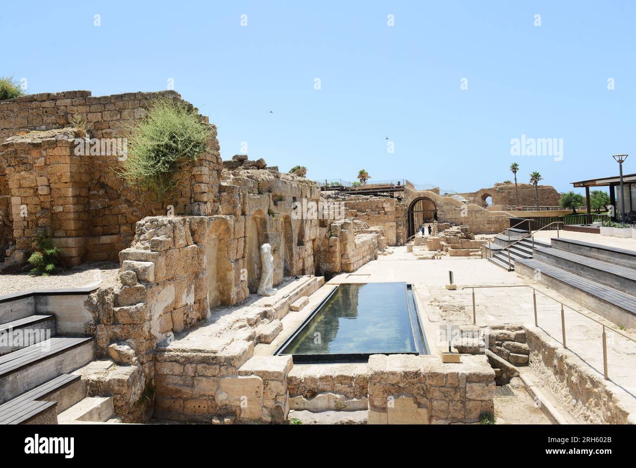Roman ruins in the excavated ancient town of Caesarea in Israel Stock ...
