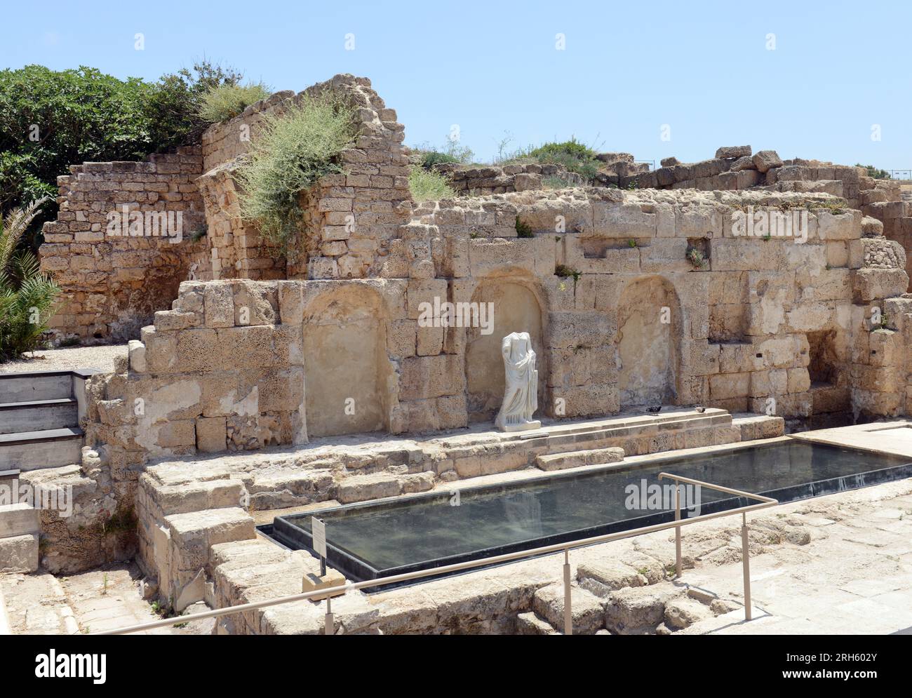 Roman ruins in the excavated ancient town of Caesarea in Israel Stock ...