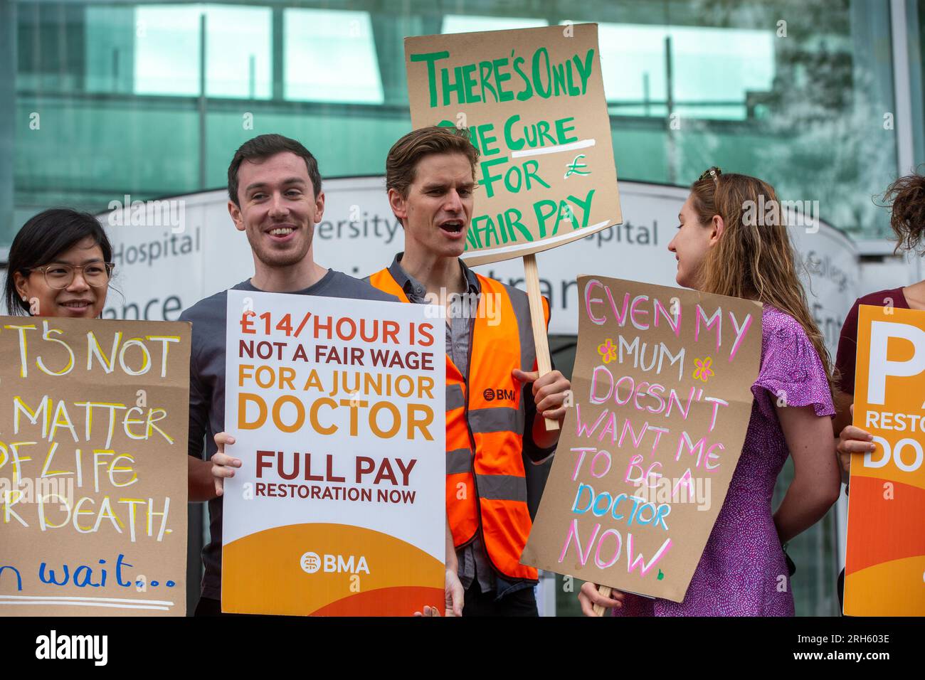 London, United Kingdom. August 14 2023. Striking junior doctors are ...