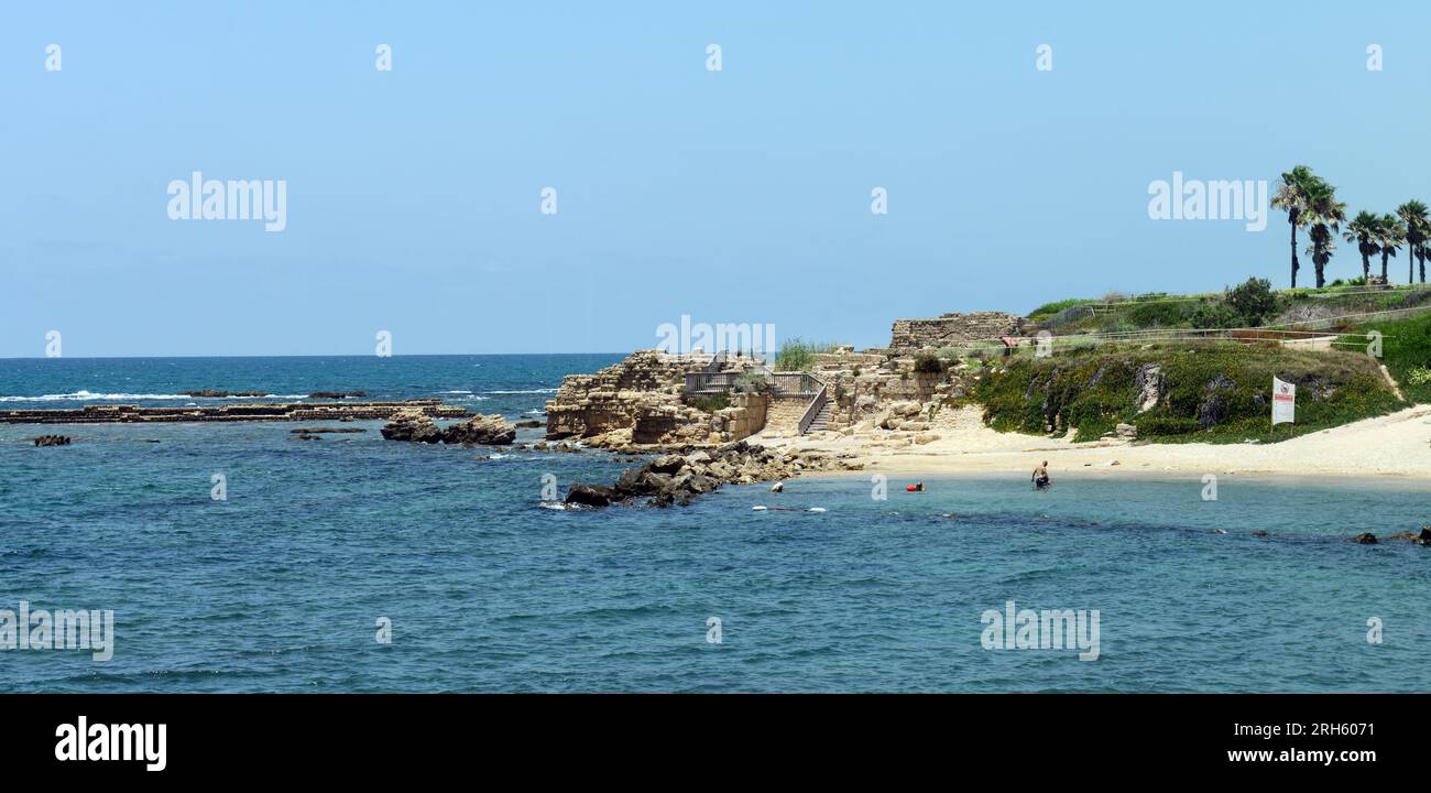 The picturesque Caesarea Harbor in Caesarea, Israel Stock Photo - Alamy