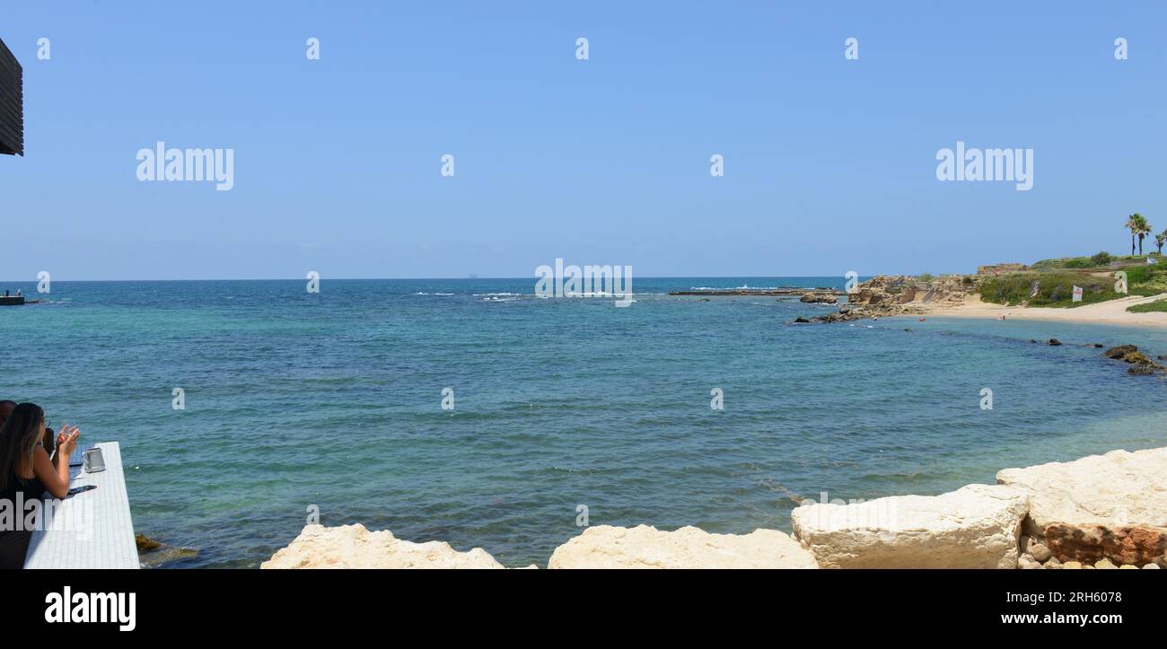 The picturesque Caesarea Harbor in Caesarea, Israel Stock Photo - Alamy
