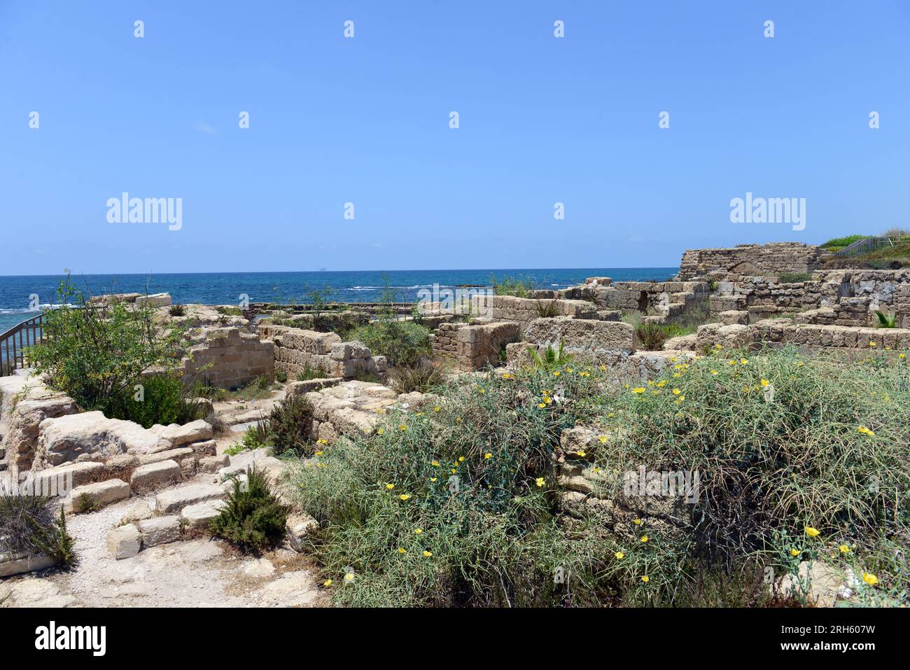 Ruins of the ancient Caesarea harbour in Israel Stock Photo - Alamy