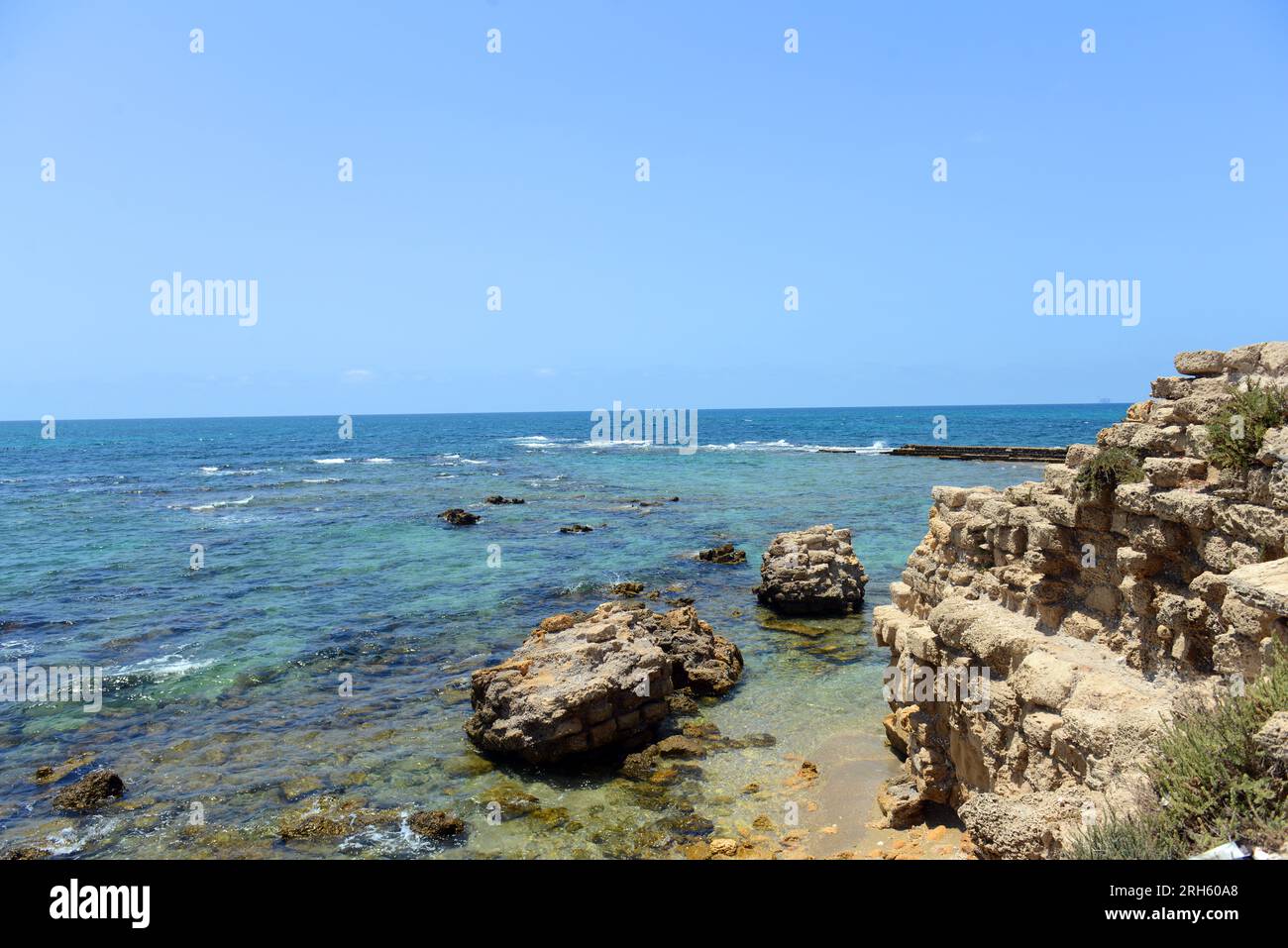 Ruins of the ancient Caesarea harbour in Israel Stock Photo - Alamy