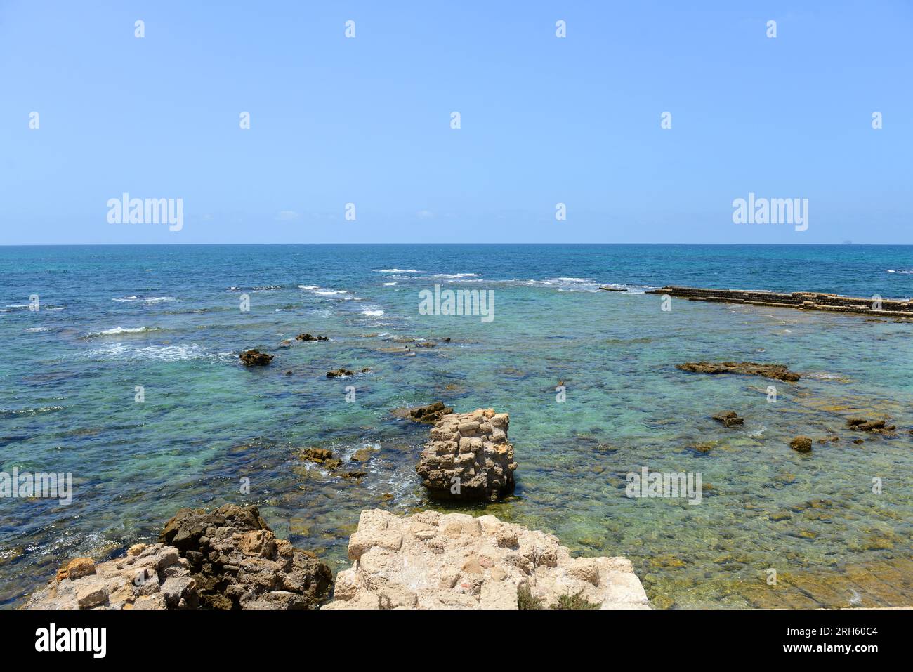 Ruins of the ancient Caesarea harbour in Israel Stock Photo - Alamy