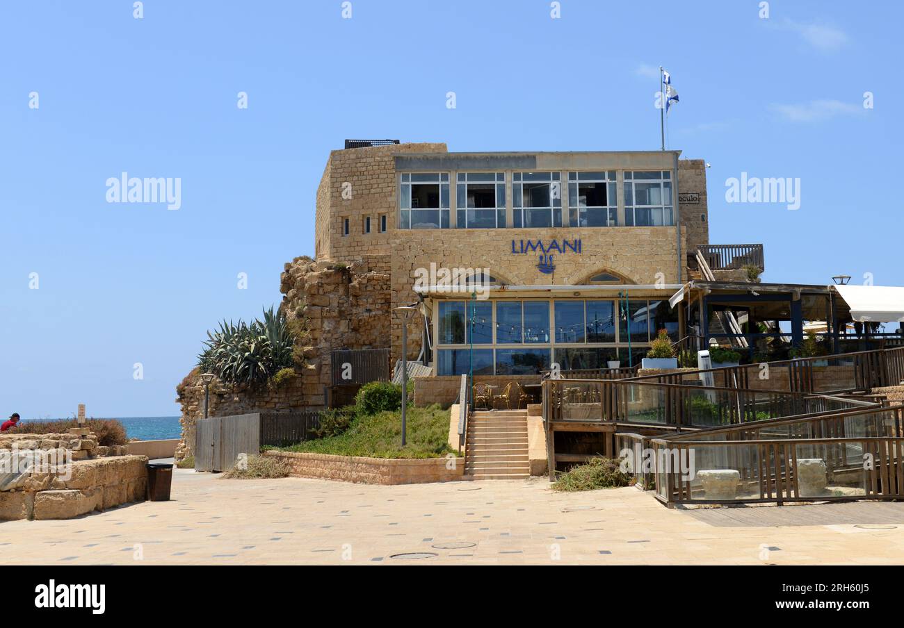 Limani restaurant at the Caesarea Harbor in Israel Stock Photo - Alamy
